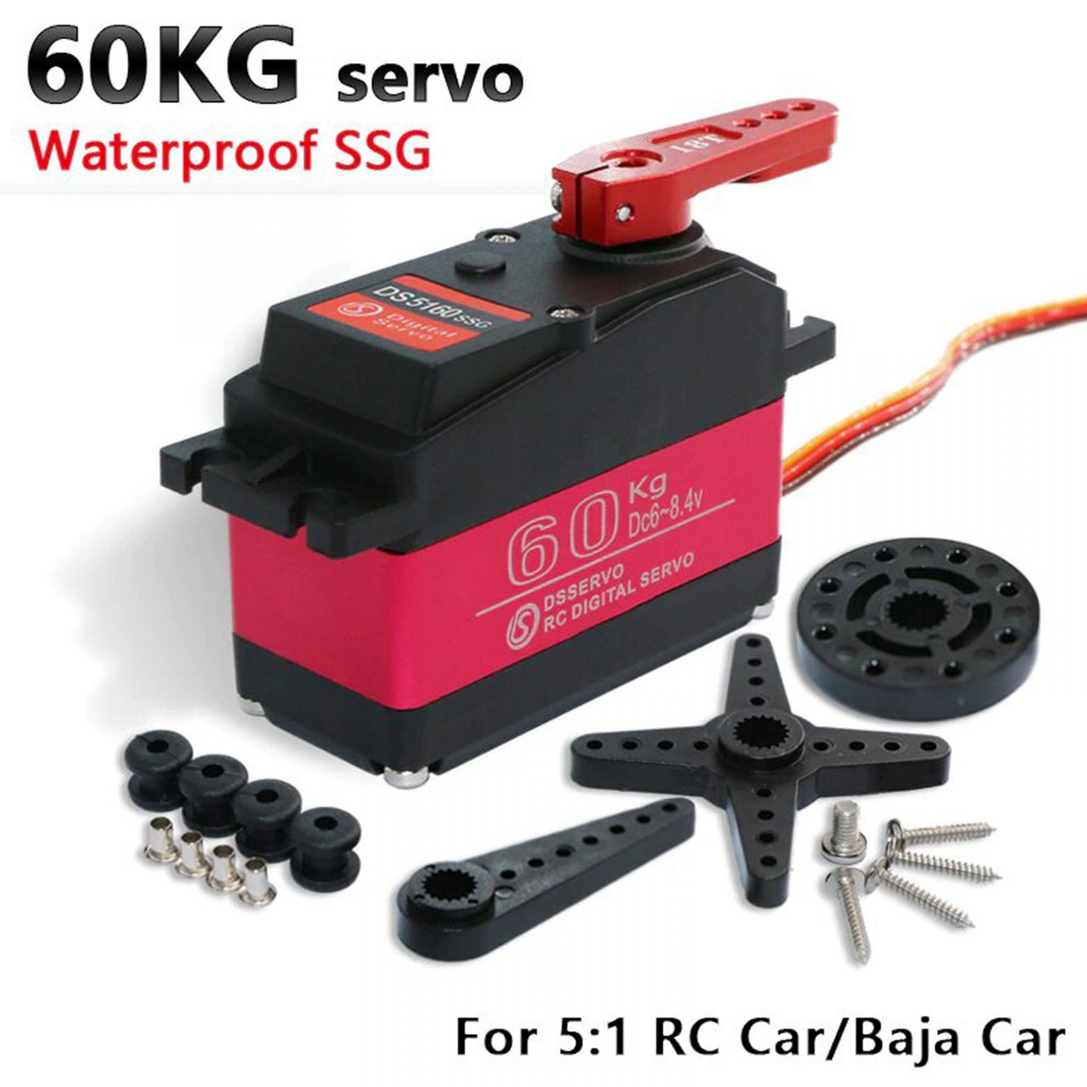 DSSERVO DS5160 HV 60kg 180° 18T Metal Gear Digital Servo For 1/5 Redcat ...
