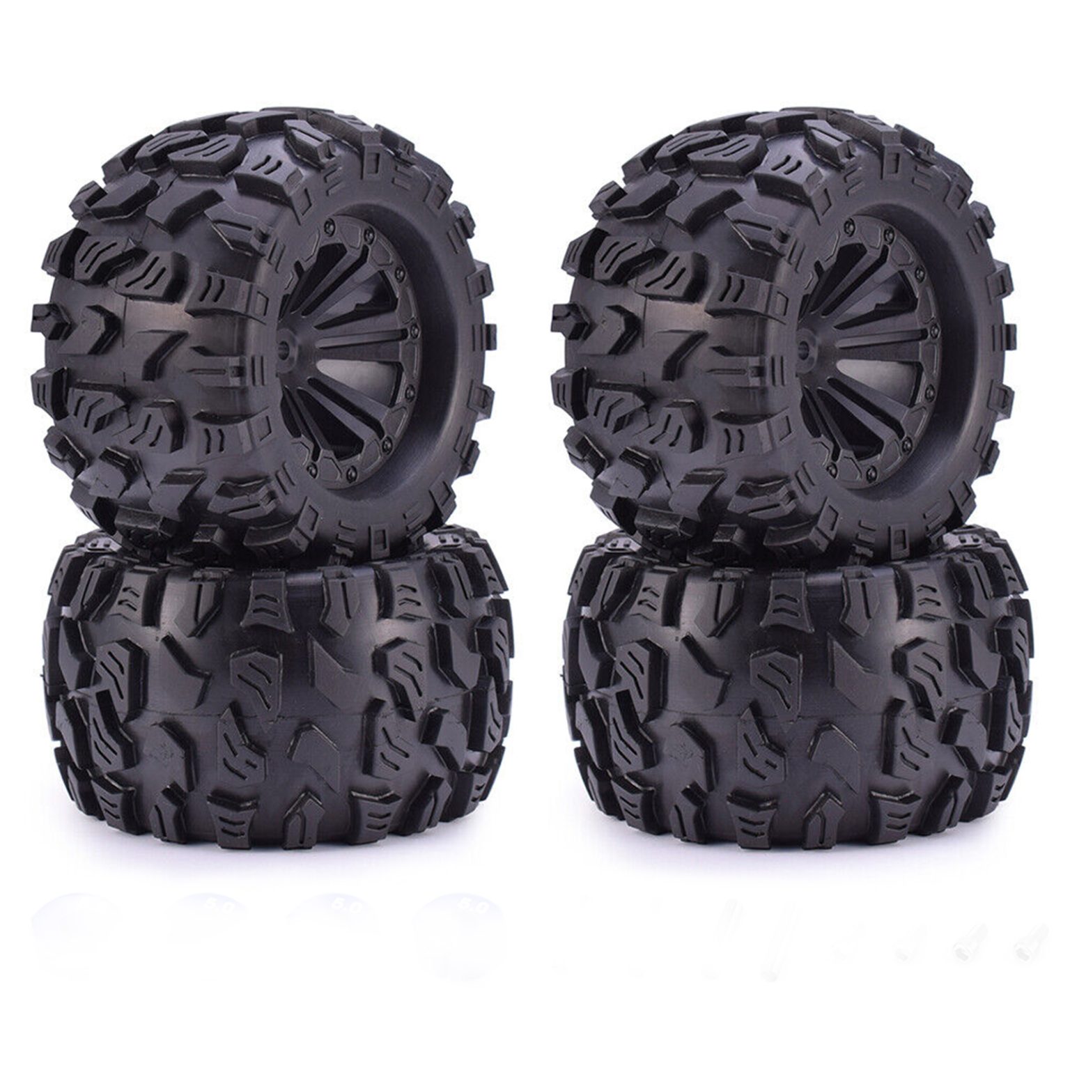 ZD Racing 125mm RC Tires and Wheels 12mm Hex for 1/10 Monster Truck Car ...